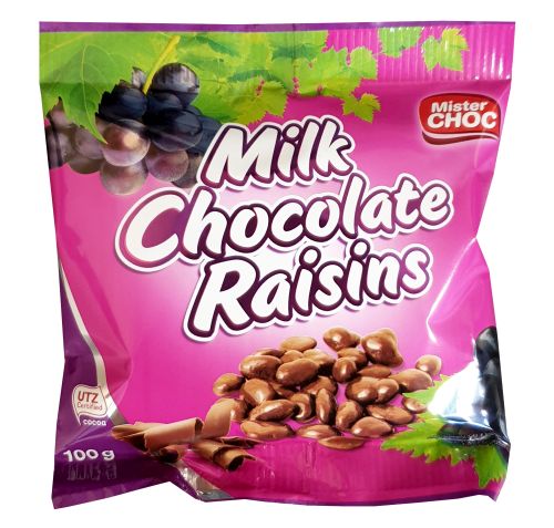 Mister Choc Milk Chocolate Raisins 100g – Inventta.eu
